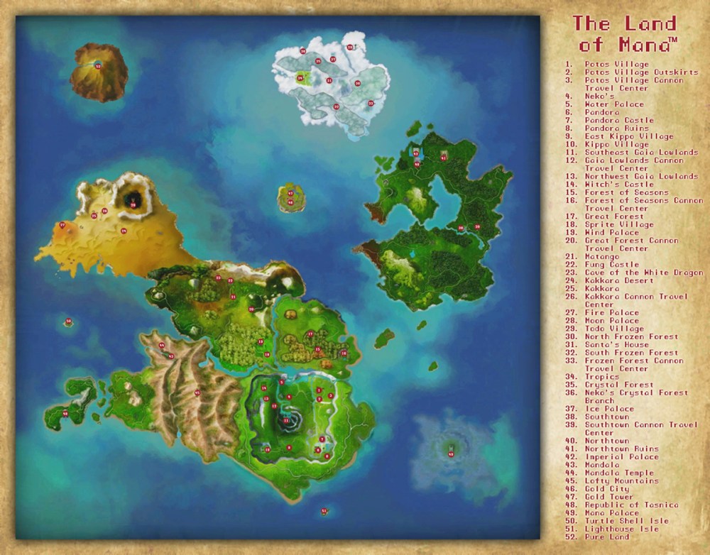 SECRET OF MANA: WORLD MAP ANALYSIS – The Picky Champy